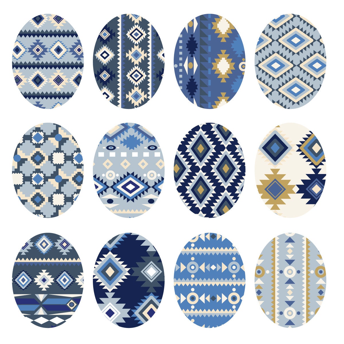 Printable Indigo Blue Aztec Digital Paper Pack, Aztec Designs for ...