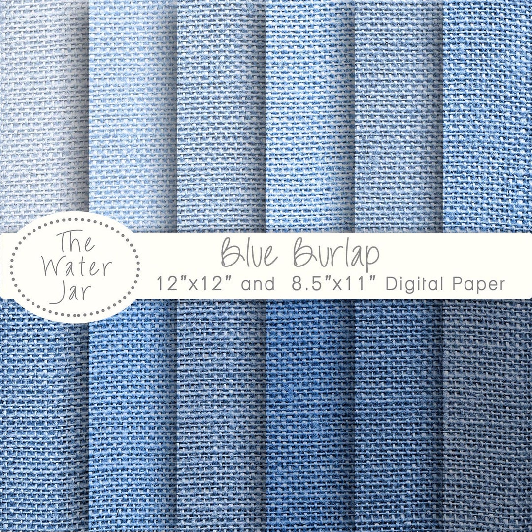 Blue Burlap Digital Paper Pack, Denim Blue Printable Burlap, Hessian ...