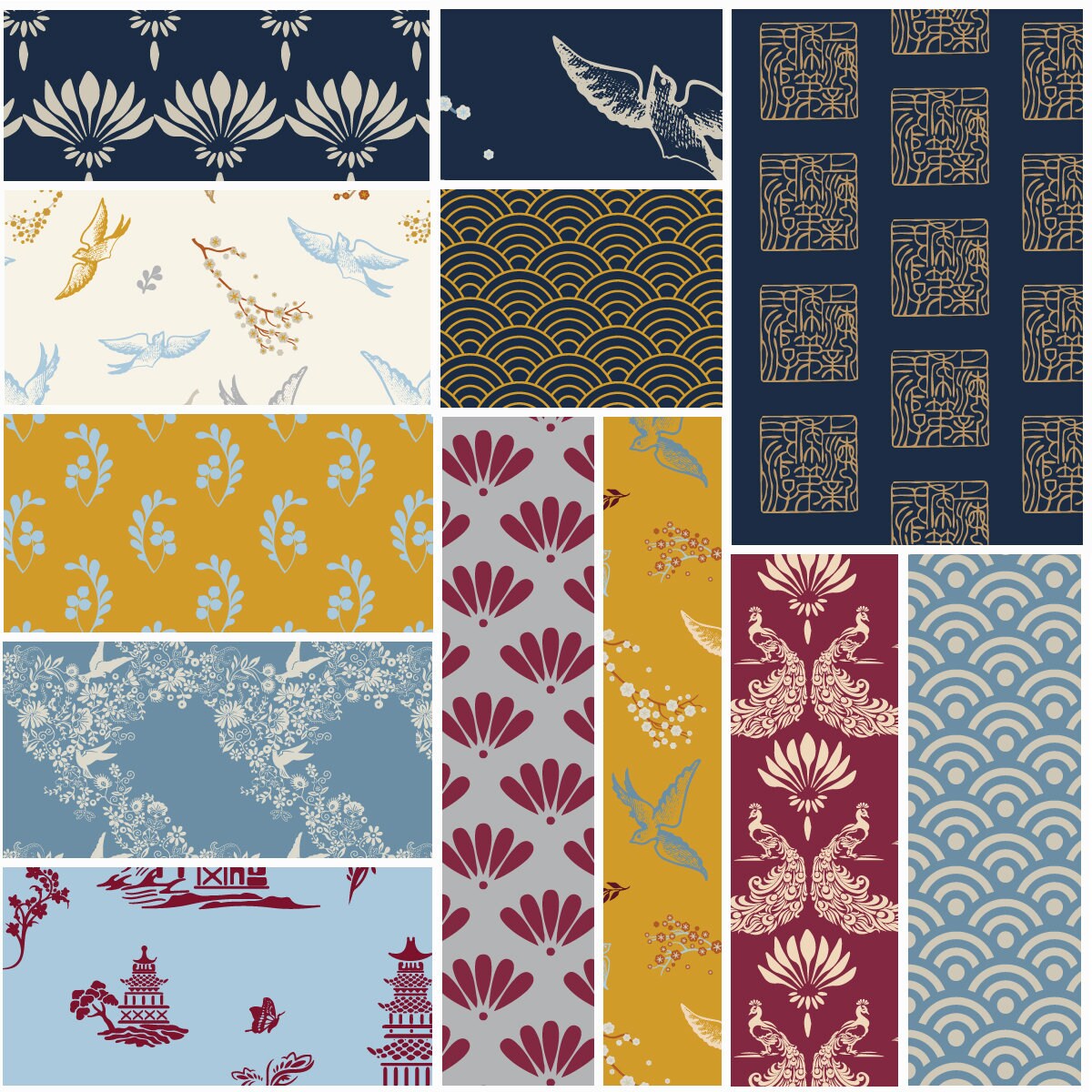 Digital Chinoiserie Wallpaper, China Pattern Digital Paper Pack ...