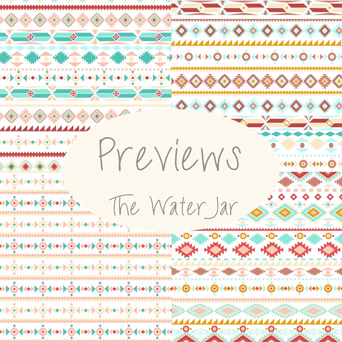Aztec Digital Paper, Summer Digital Paper Pack, Aztec Patterns ...