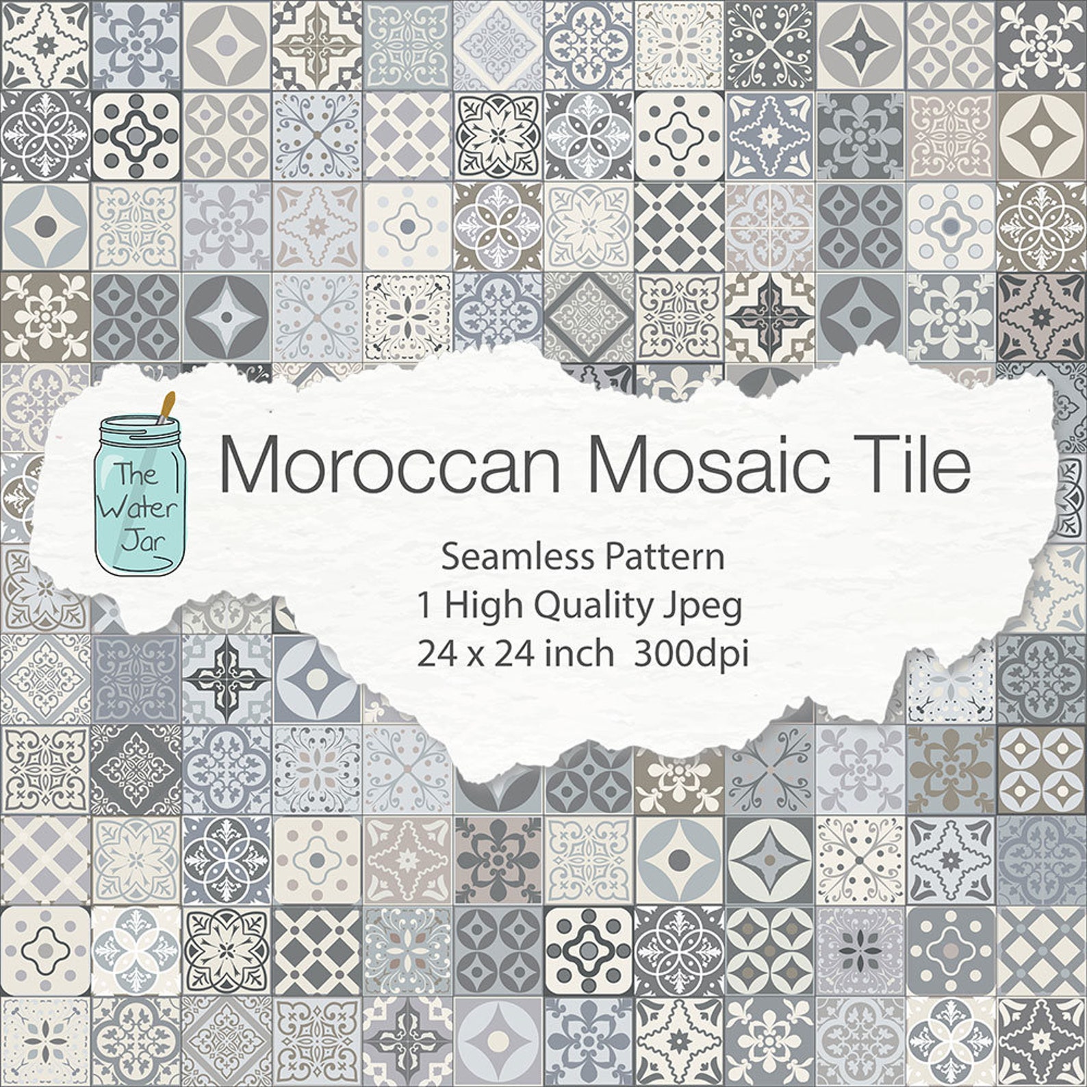 Moroccan Tile Mosaic File, Printable Digital Paper With Moroccan ...