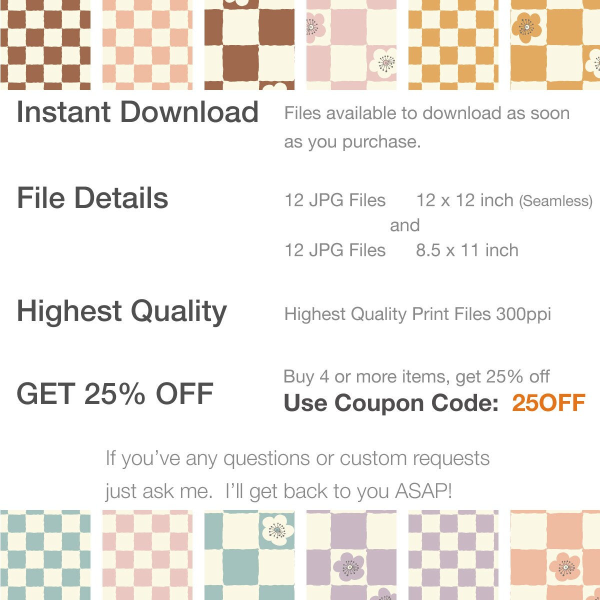 Printable Checkerboard Digital Paper Pack Designs in Bright Colors ...