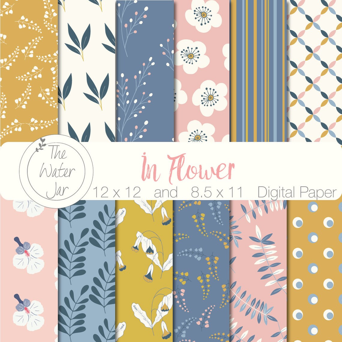 Floral Digital Paper Pack in Contemporary Colors Printable - Etsy