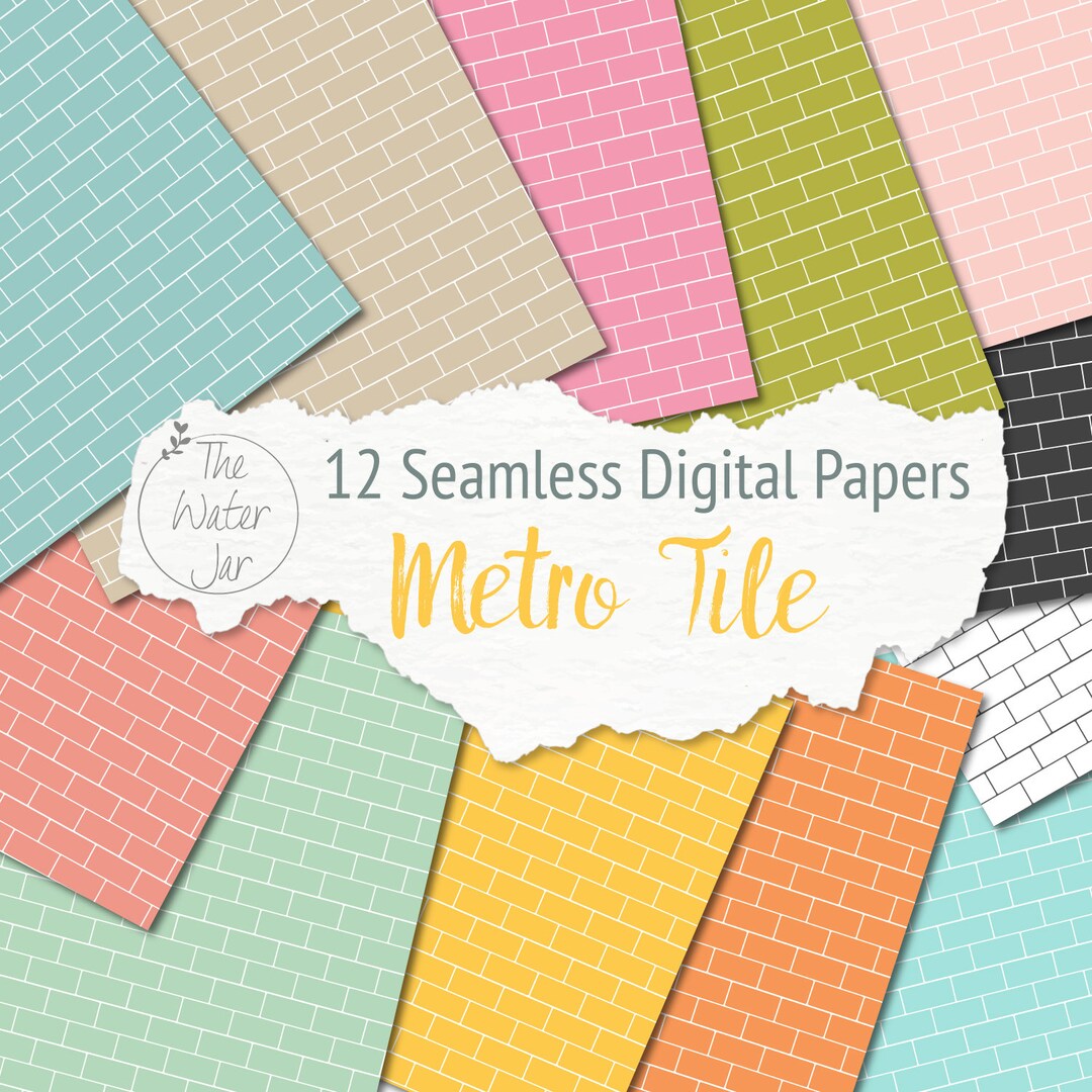Metro Tiles Digital Paper Pack, Seamless Patterns Scrapbook Paper ...