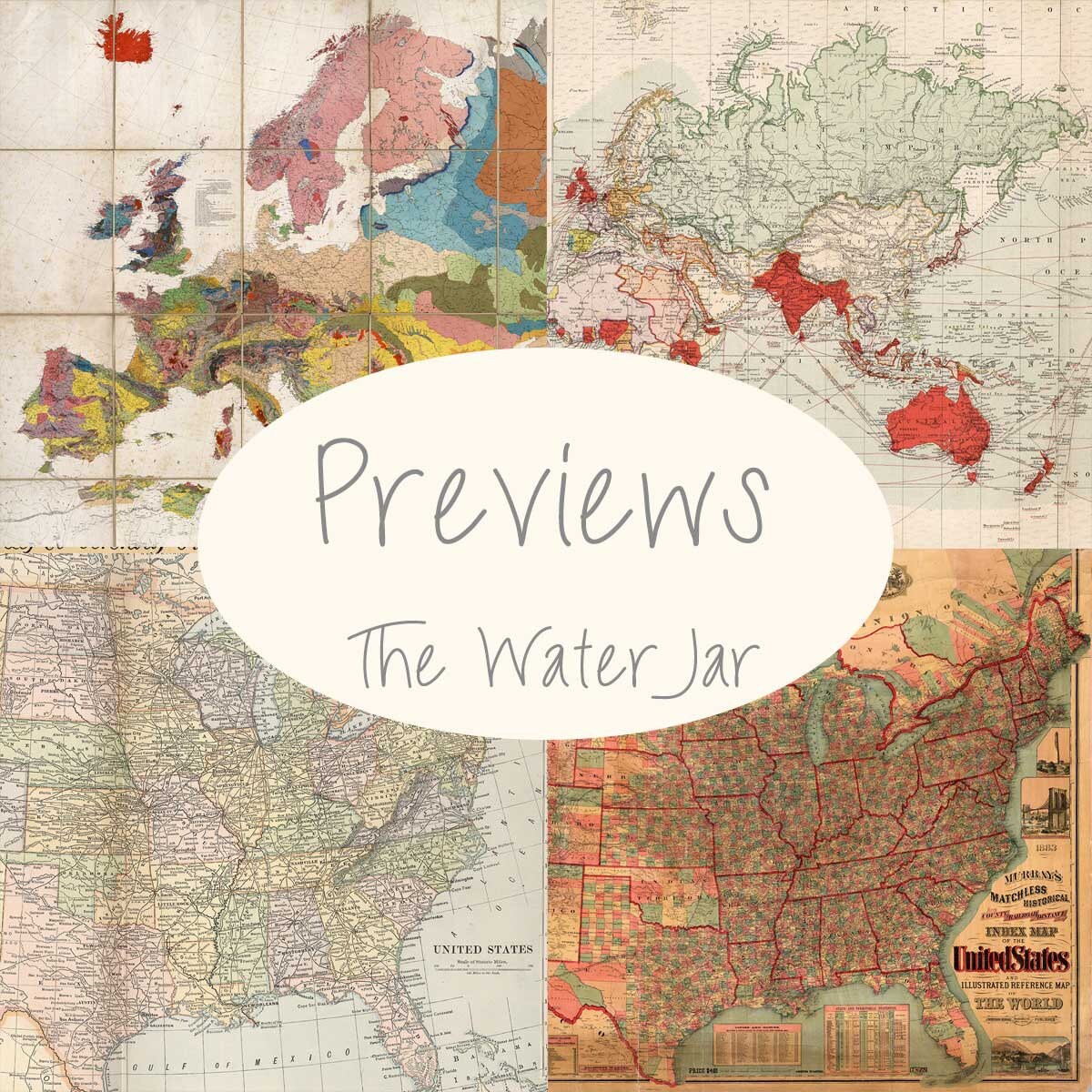 Vintage World Maps Digital Paper Pack, Old World Maps and Antique US ...