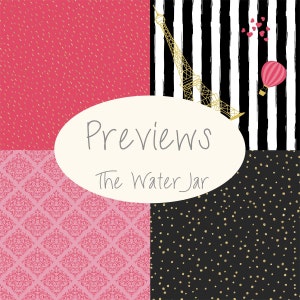 Paris Themed Digital Paper Pack in Classic Pink, Gold and Black ...
