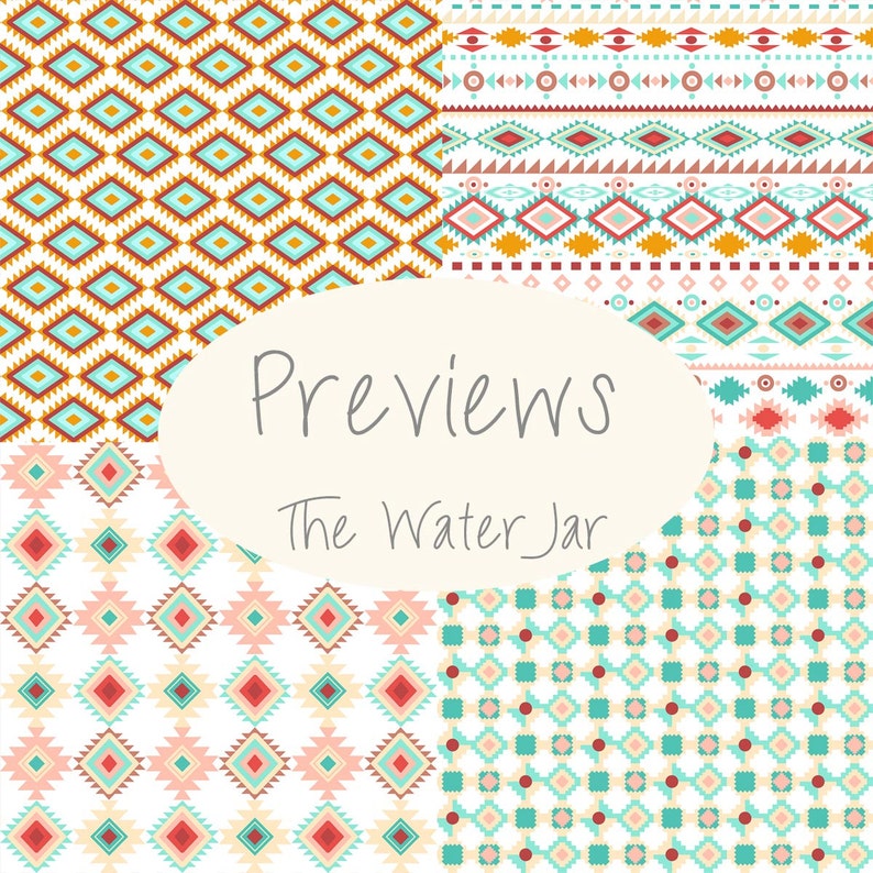 Aztec Digital Paper, Summer Digital Paper Pack, Aztec Patterns ...