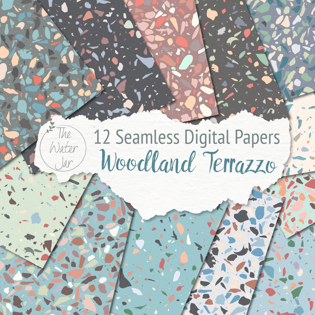 Terrazzo Digital Paper Pack, Printable Terrazzo Wallpaper, Woodland ...