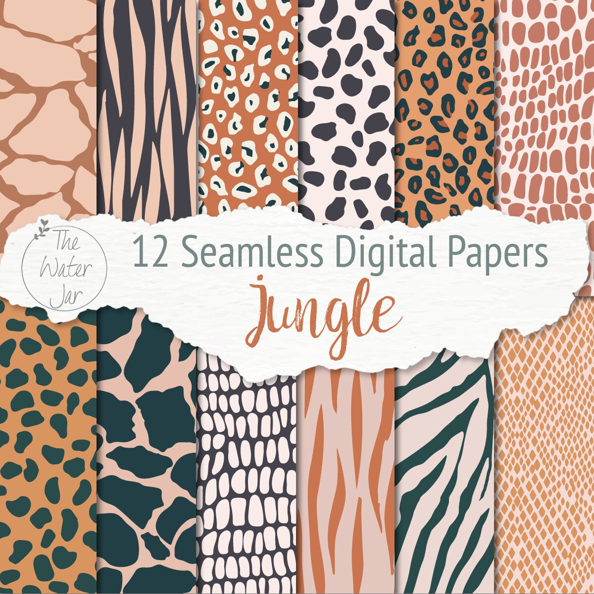 Jungle Themed Animal Print Digital Paper Pack, Earthy Brown Hues ...