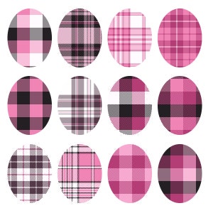 Plaid Digital Paper in Pink, Black and White, Digital Paper Pink Plaid ...