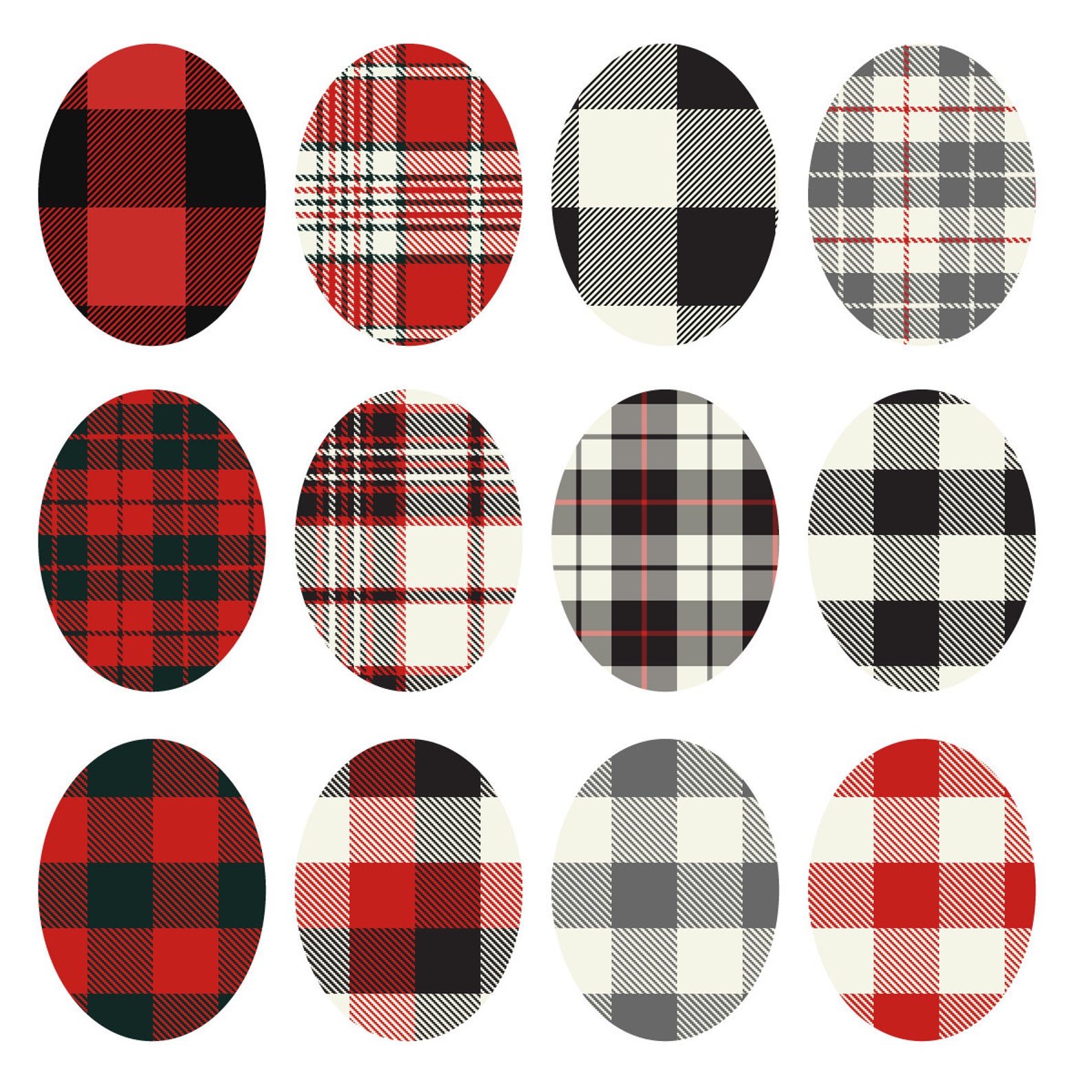 Lumberjack Digital Paper, Buffalo Plaid Check in Red, White, Black and ...