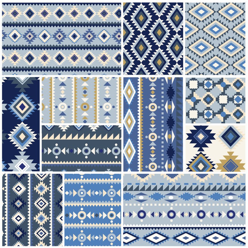 Printable Indigo Blue Aztec Digital Paper Pack, Aztec Designs for ...