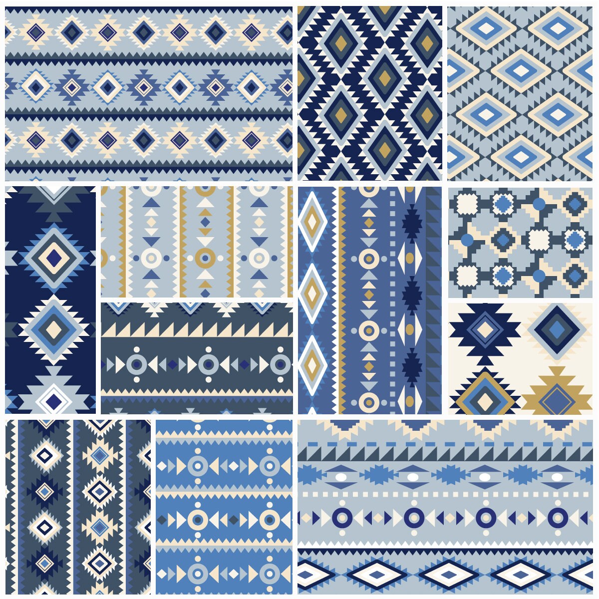 Printable Indigo Blue Aztec Digital Paper Pack, Aztec Designs for ...