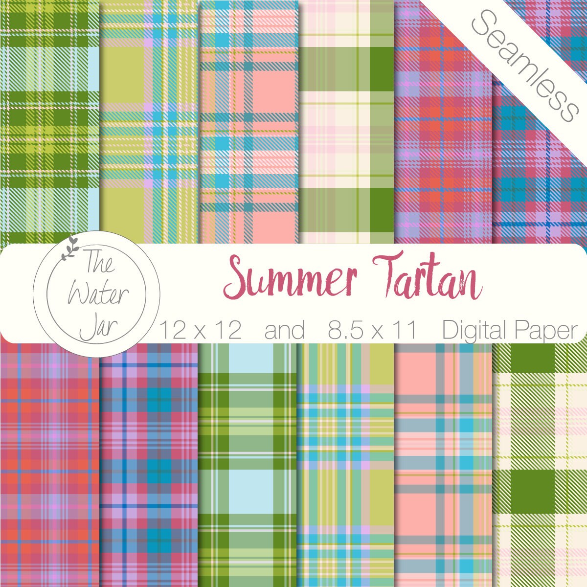 Buffalo Plaid Digital Paper Pack, Plaid Designs, Seamless Tartan ...