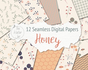 Nautical Orange Navy Blue and White Digital Papers Pack. - Etsy