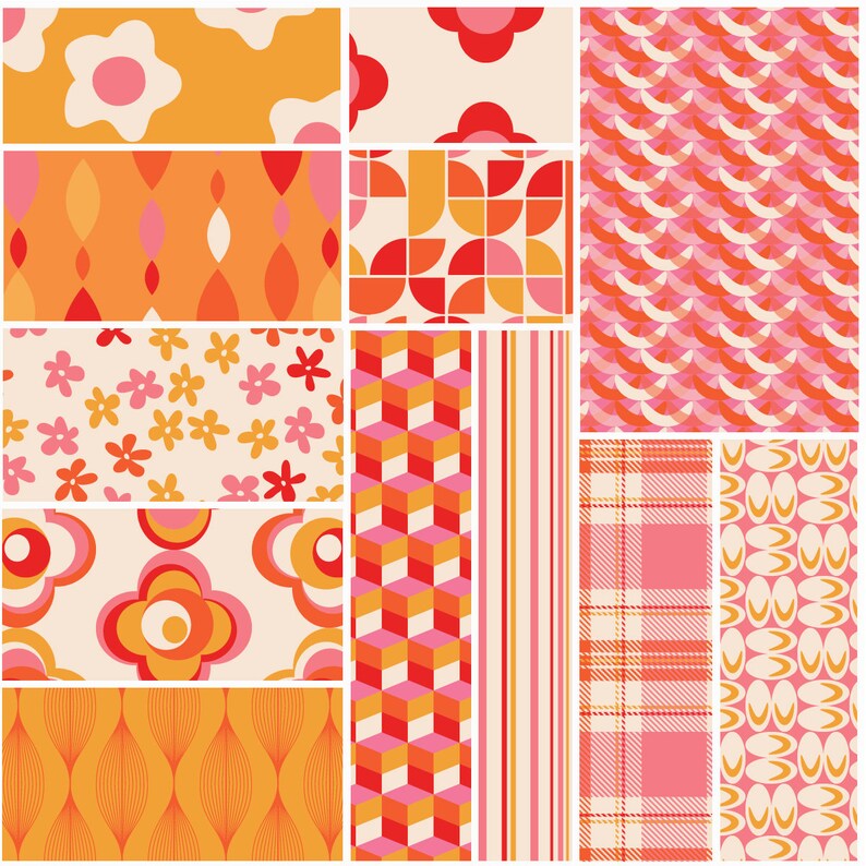 Retro Flower Power Digital Paper Pack 60s70s Printable | Etsy