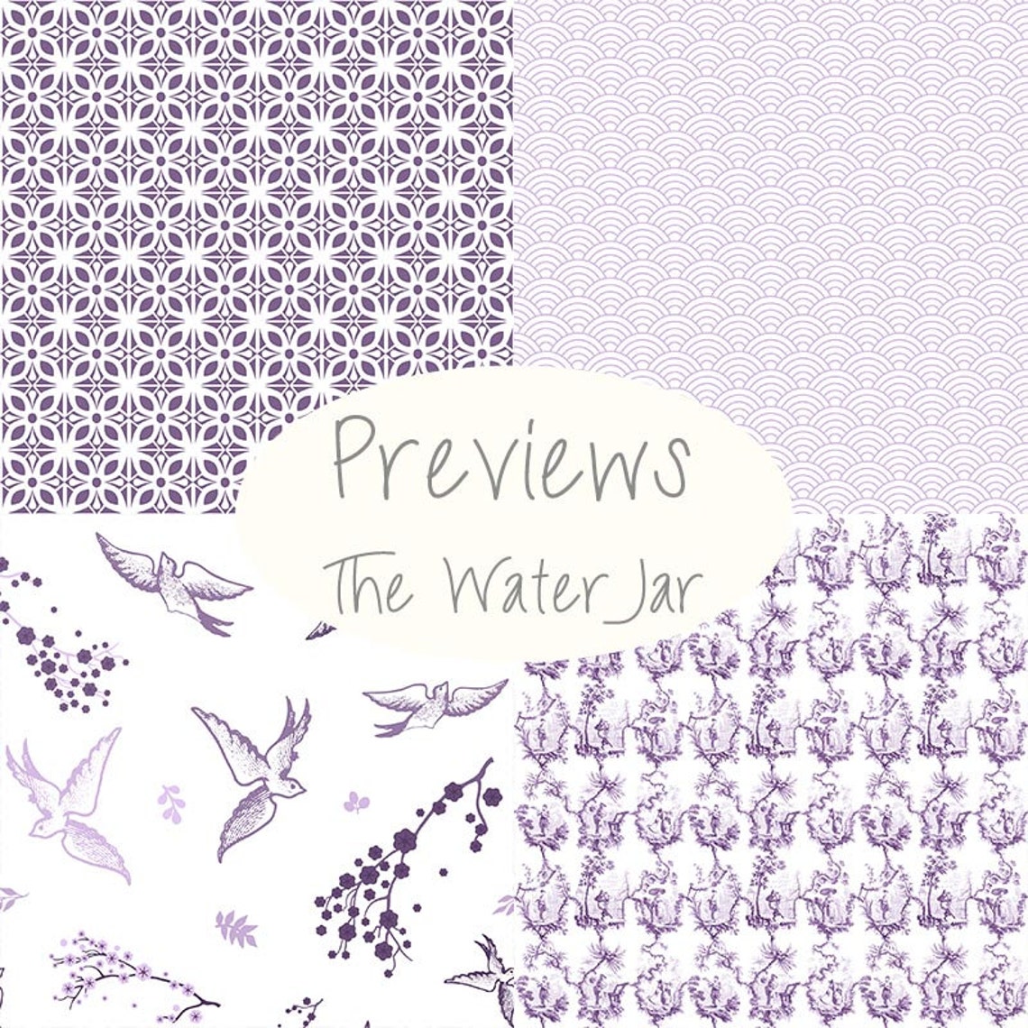 Digital Chinoiserie Paper Pack, Purple China Pattern, Digital Papers ...
