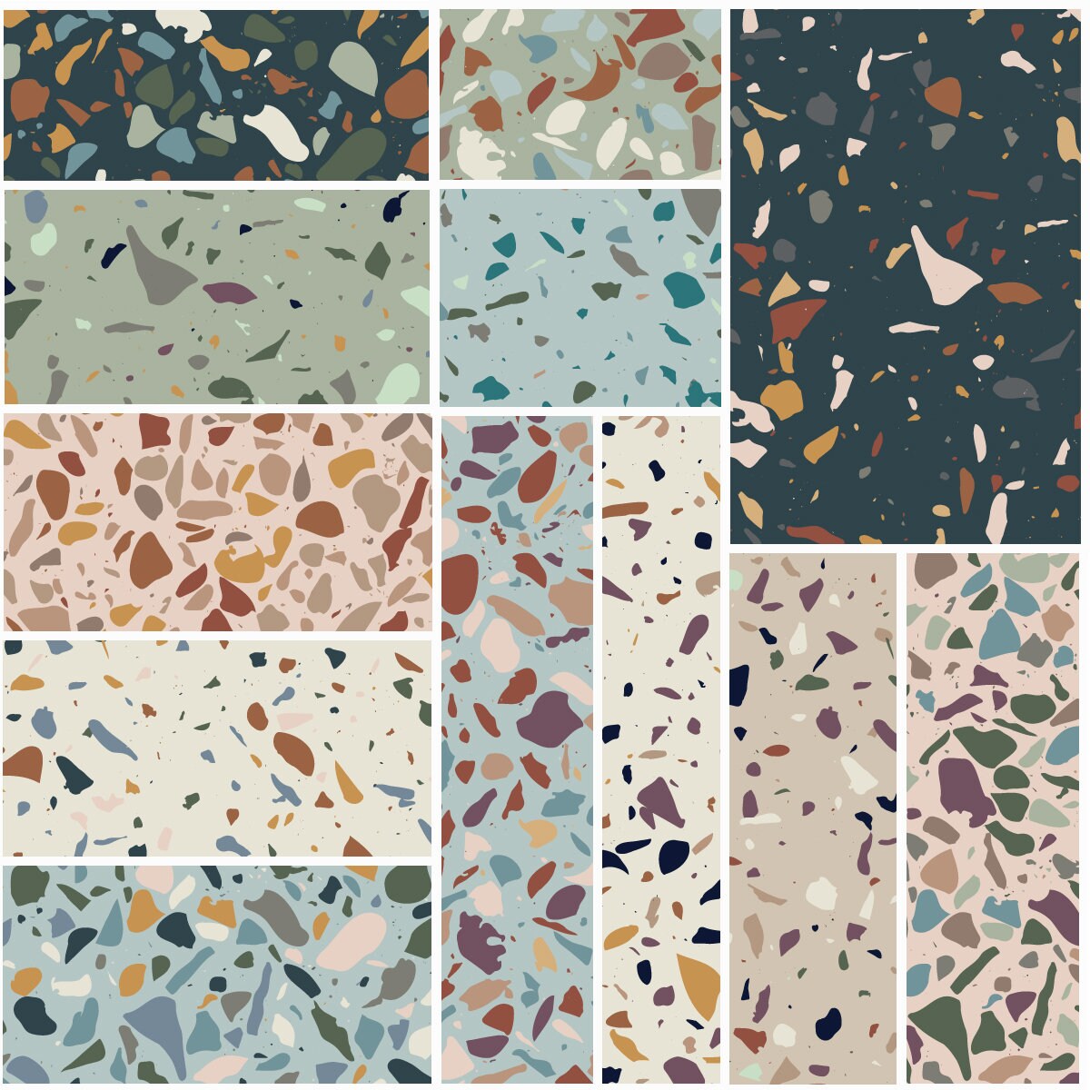 Stone Terrazzo Digital Paper Pack, Printable Terrazzo Designs in Muted ...