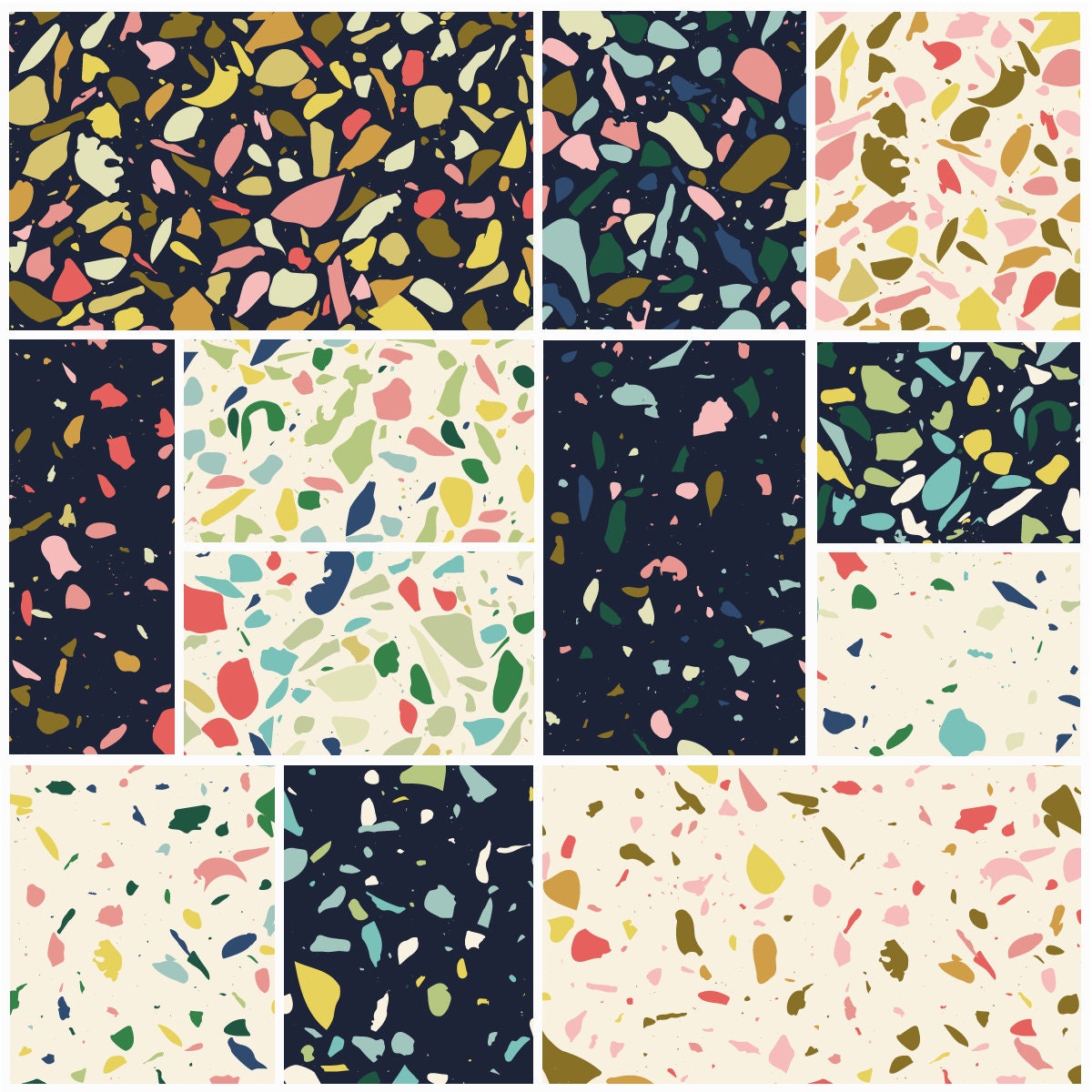 Meadow Terrazzo Digital Paper Pack, Printable Colorful Terrazzo ...