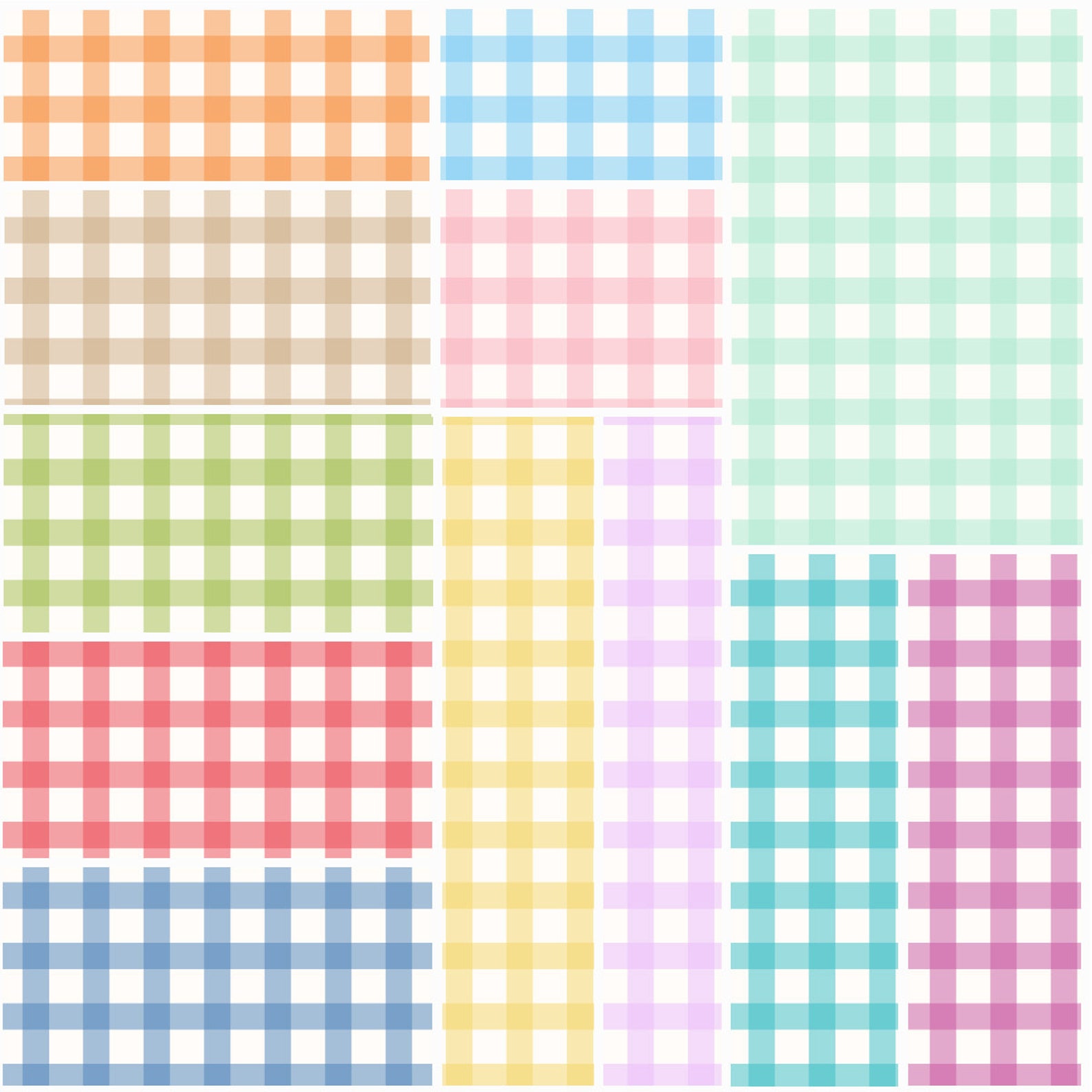 Gingham Digital Paper Pack, Bright Summer Gingham Check, Printable ...