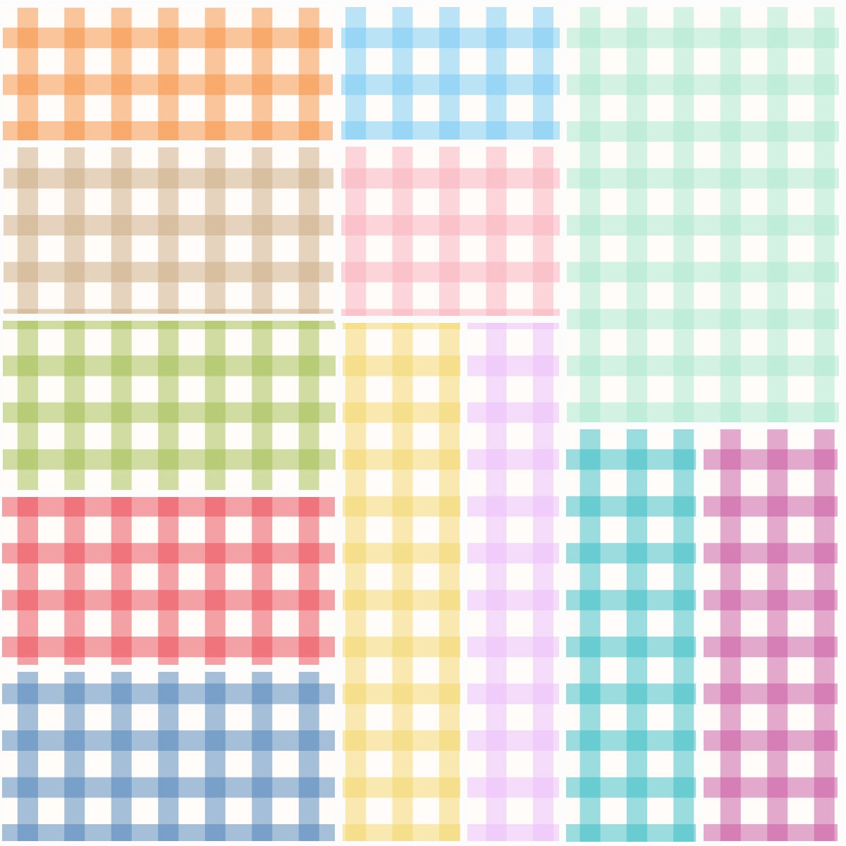 Gingham Digital Paper Pack, Bright Summer Gingham Check, Printable ...