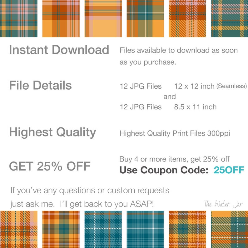 Rustic Plaid Digital Paper Pack Seamless Tartan Patterns - Etsy