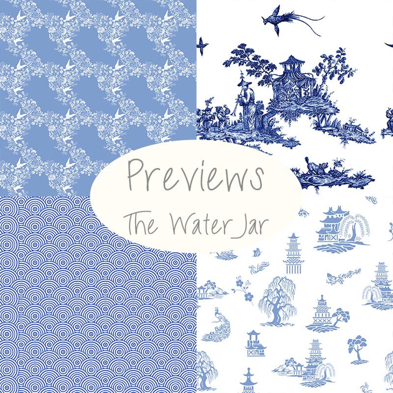 12 Chinoiserie Digital Wallpapers, China Blue Digital Paper Pack ...