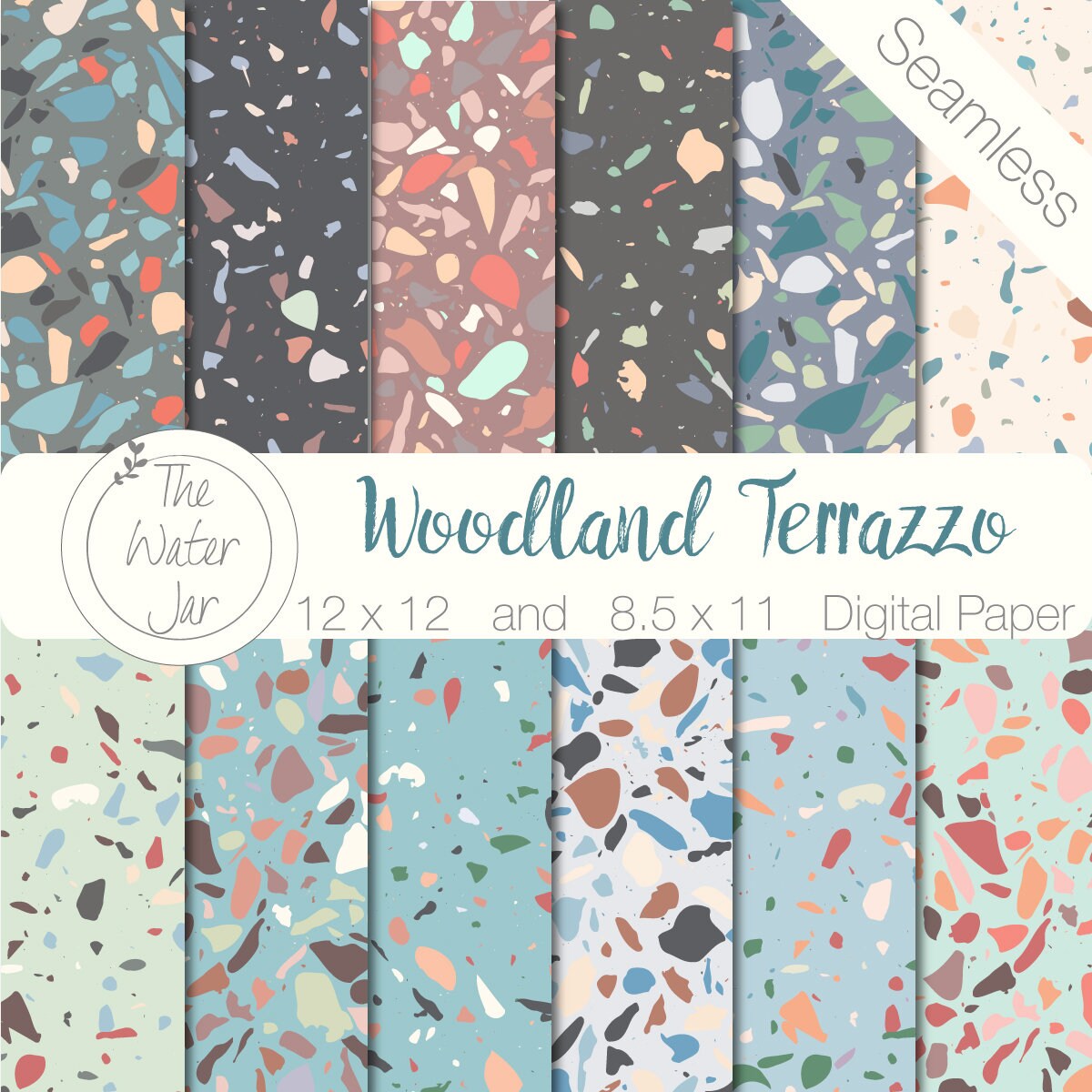 Terrazzo Digital Paper Pack, Printable Terrazzo Wallpaper, Woodland ...