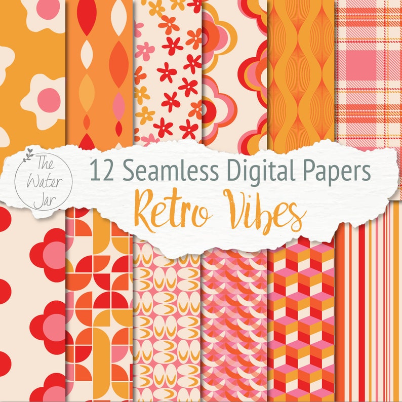 Retro Flower Power Digital Paper Pack 60s70s Printable - Etsy