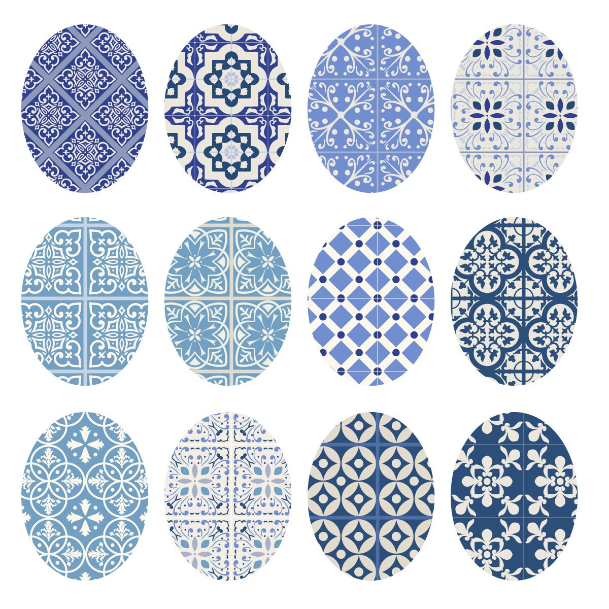 Blue Moroccan Tile Digital Paper Pack, Moroccan Pattern in Blue ...