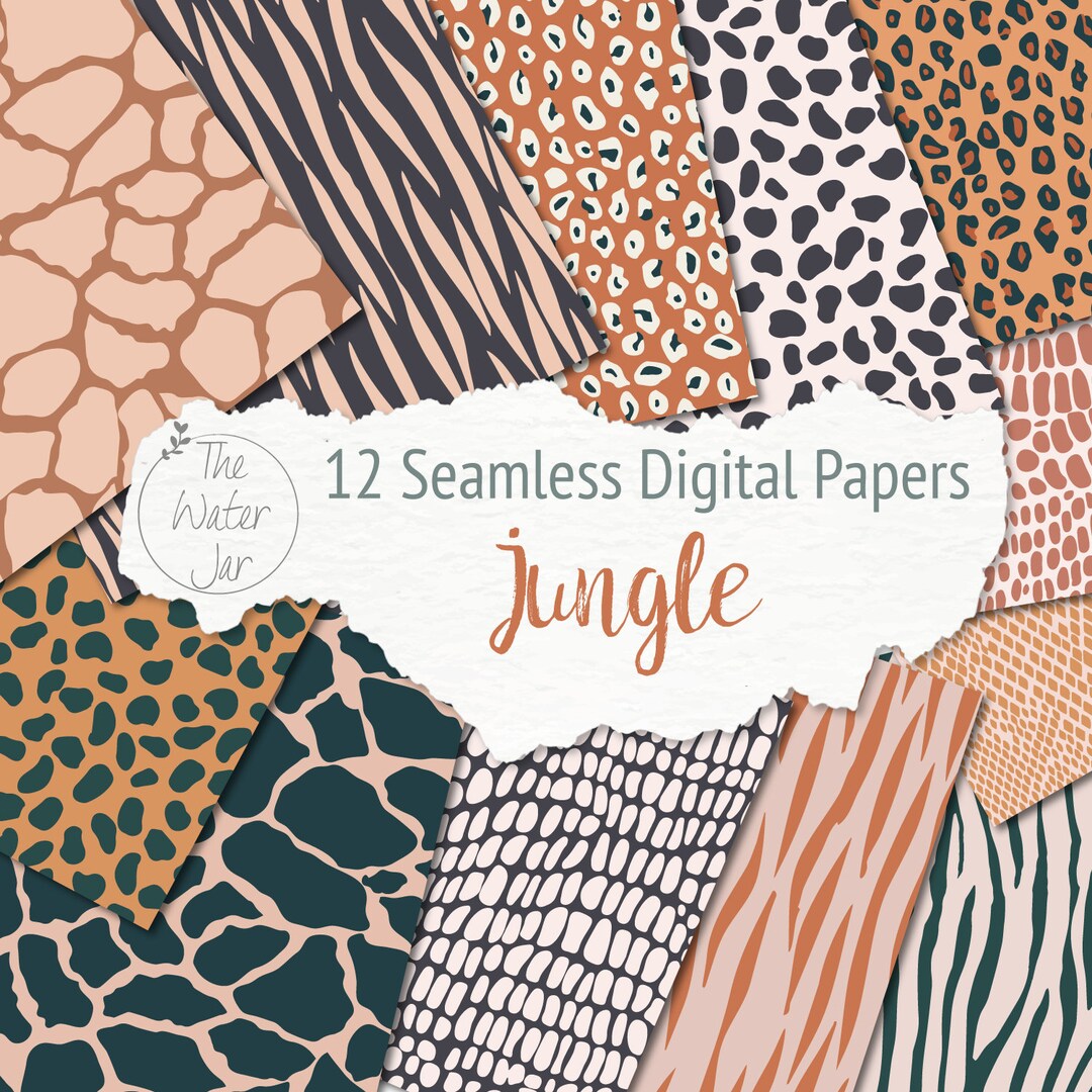 Jungle Themed Animal Print Digital Paper Pack, Earthy Brown Hues ...