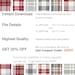 Holiday Plaid Digital Paper in Red, Green, White and Grey, Printable ...