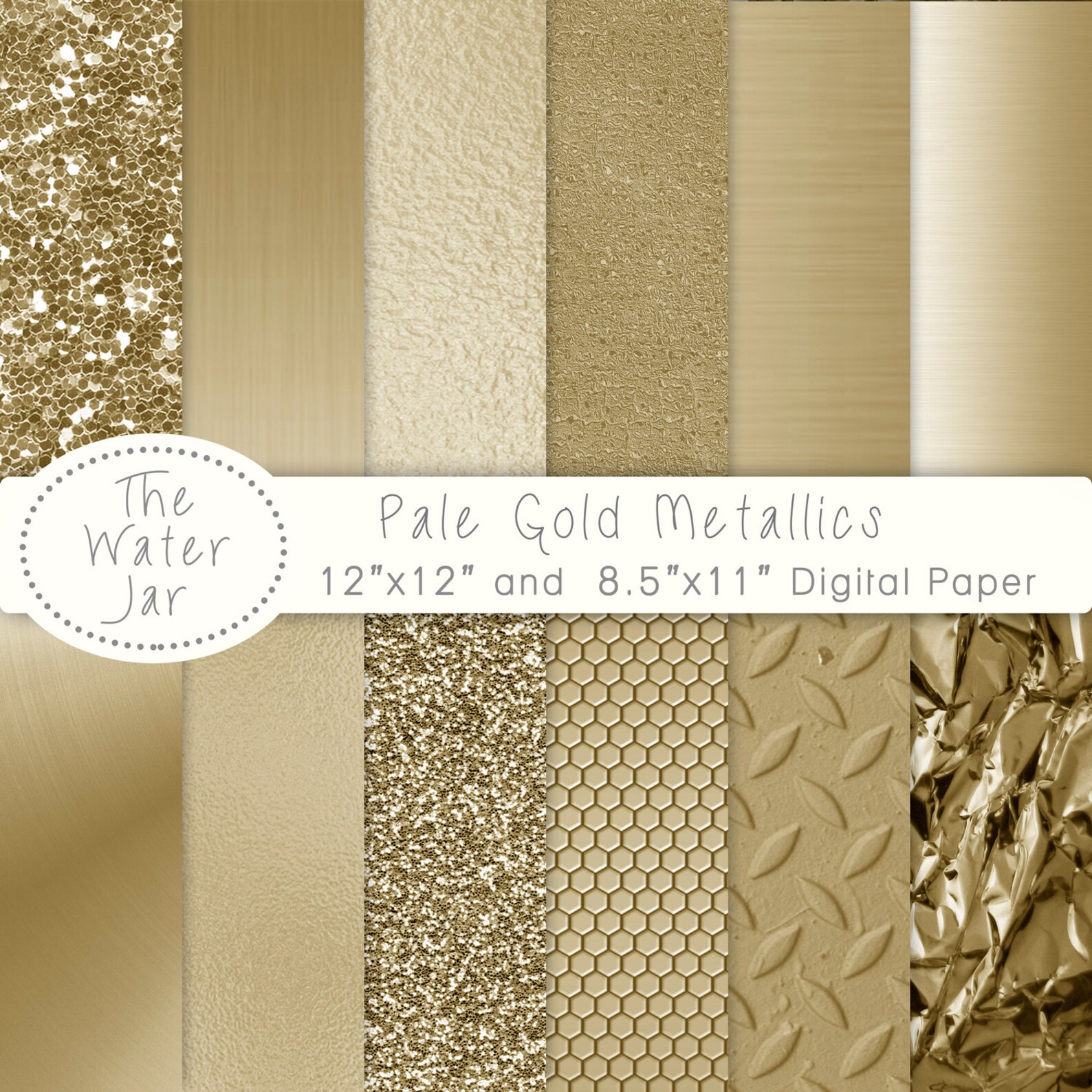 Printable Gold Digital Paper Pack, Gold Foil and Glitter Textured ...