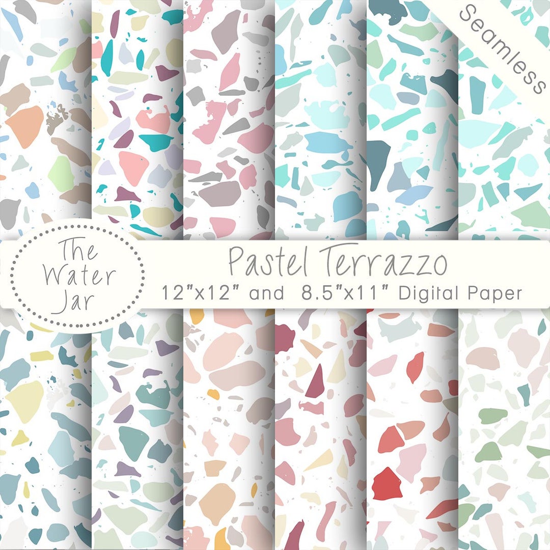 Seamless Terrazzo Digital Paper Pack in Pastel, Pastel Terrazzo Designs ...