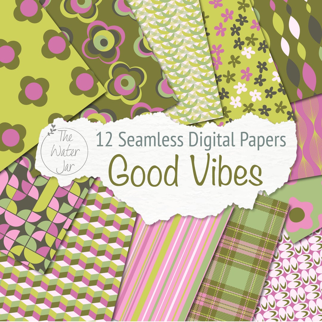 Bohemian Retro Flower Power Digital Paper Pack, 60s70s Seamless ...