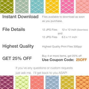 Printable Scallop Design & Fish Scales Design, Digital Paper Pack in ...