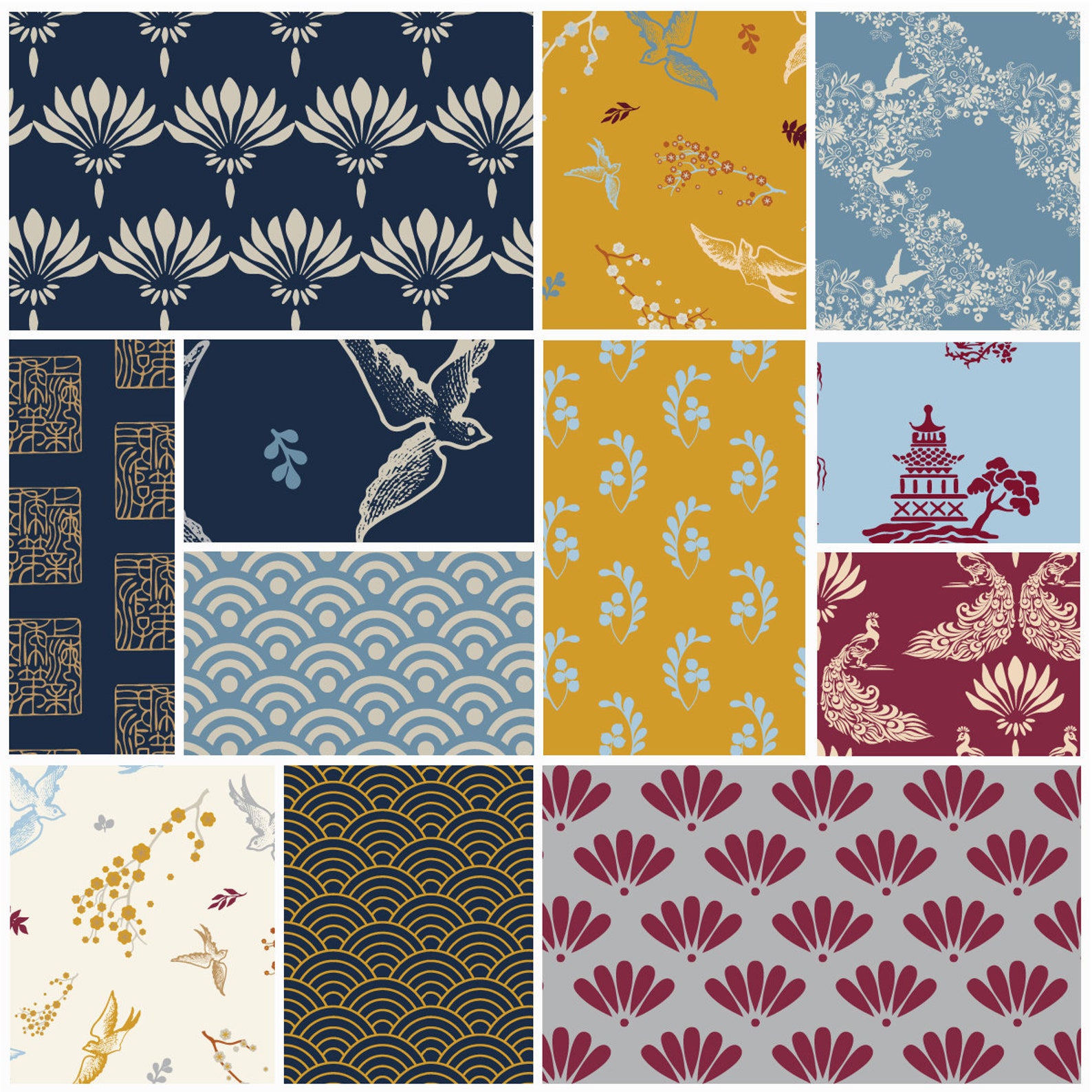 Digital Chinoiserie Wallpaper, China Pattern Digital Paper Pack ...