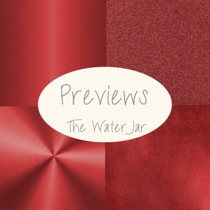 Red Metallic Digital Paper, Printable Red Digital Paper Pack of Metal ...