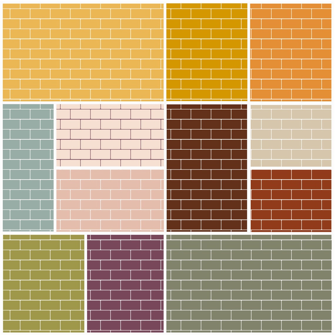 Subway Tile Digital Paper Pack in 2020 Trend Colors Seamless - Etsy