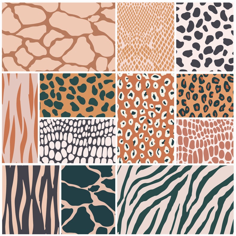 Jungle Themed Animal Print Digital Paper Pack, Earthy Brown Hues ...