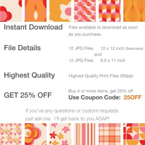 Retro Flower Power Digital Paper Pack, 60s70s Printable Dollhouse ...