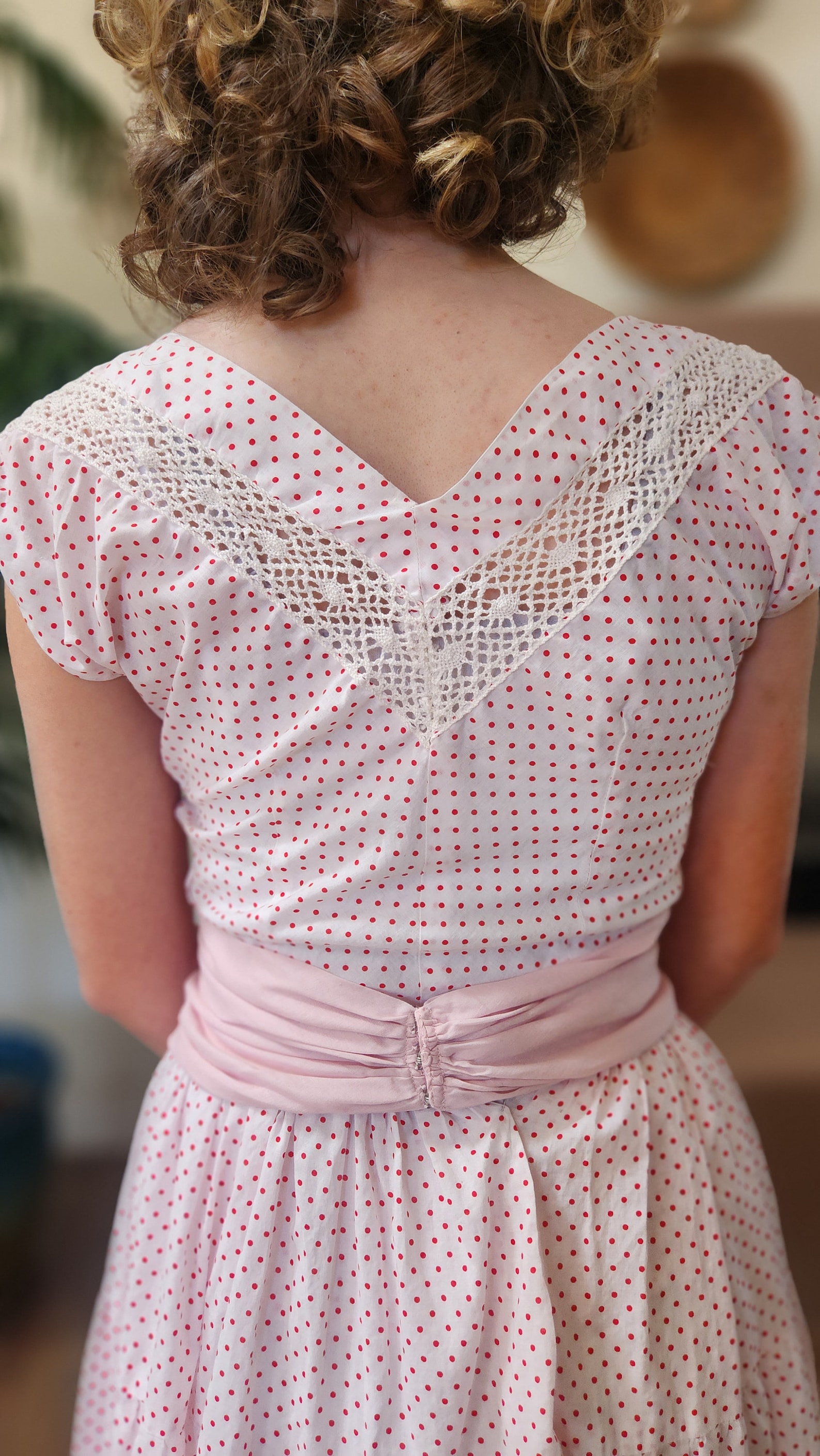 1950s Vintage Girls Tween/teen Patio Style Blouse, Skirt & Belt Set | White With Red Polka Dots ...