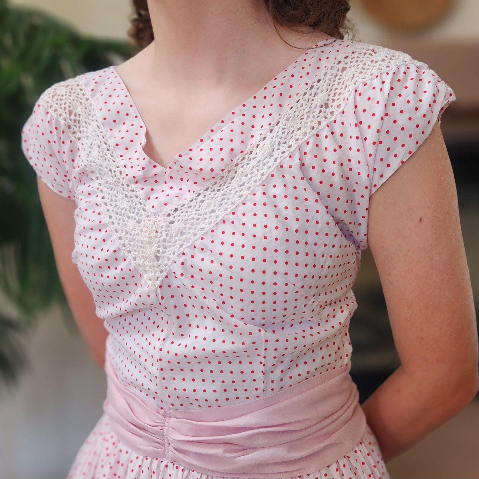 1950s Vintage Girls Tween/teen Patio Style Blouse, Skirt & Belt Set | White With Red Polka Dots ...