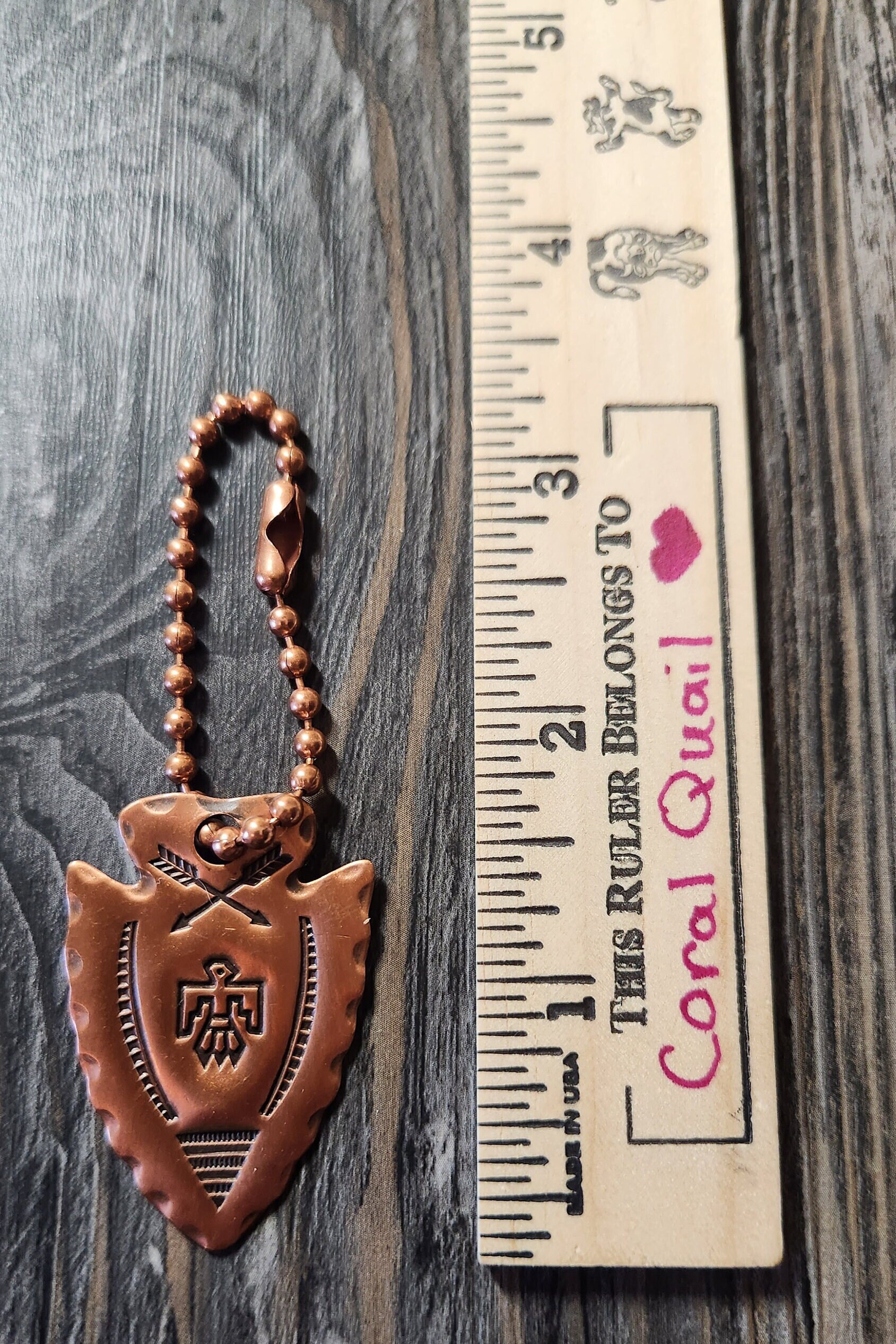 Vintage Copper Arrowhead Keychain With Thunderbird and Arrows - Etsy