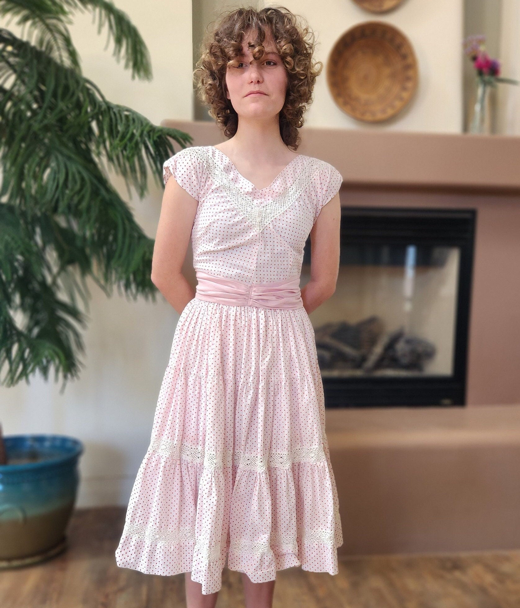 1950s Vintage Girls Tween/teen Patio Style Blouse, Skirt & Belt Set | White With Red Polka Dots ...