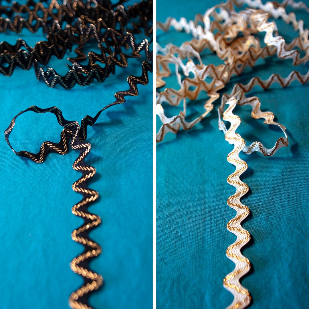 Vintage Metallic Rick Rack Trim: 1950's Black/copper & White/gold, Sold ...