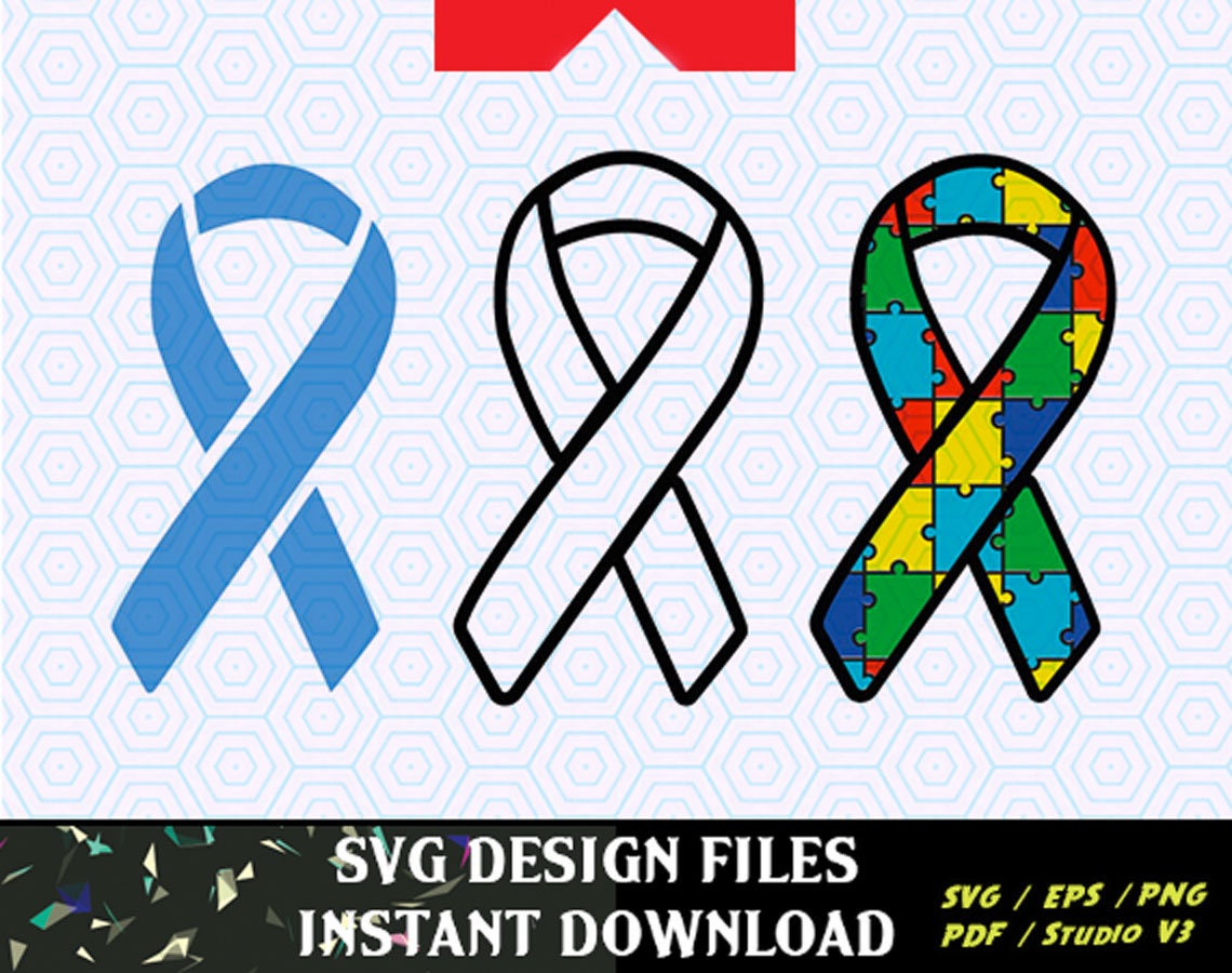 Autism Ribbons SVG Files Vector Clip Art for Commercial and | Etsy