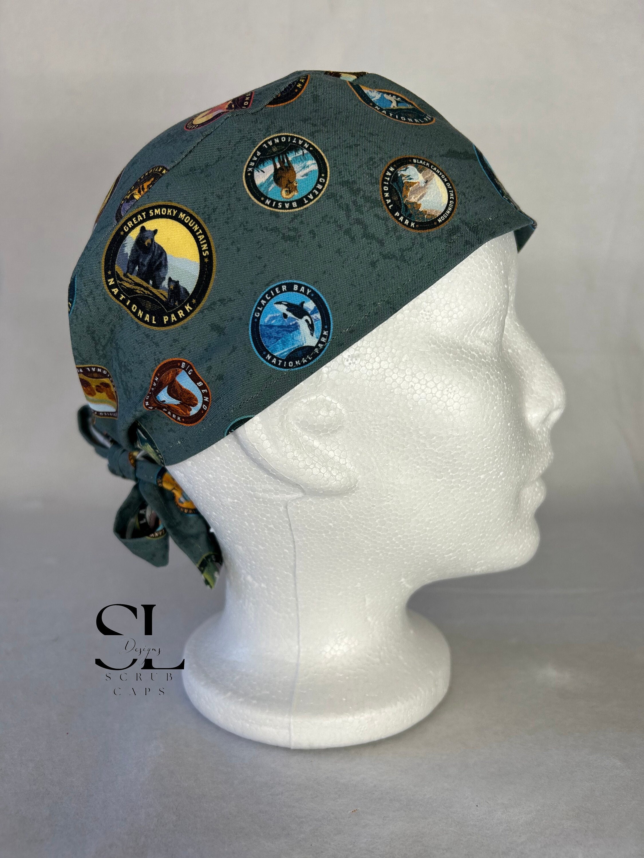 National Parks Scrub Cap Nurse/surgical/doctor Cap Green Scrub Cap - Etsy