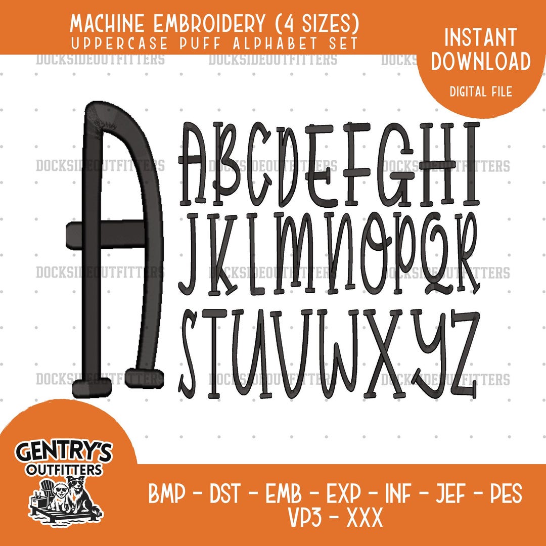 3D Puff Alphabet Embroidery Bundle, Uppercase Candy Style Letters ...