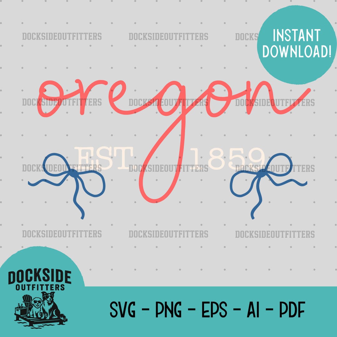 Oregon Bow Ribbon SVG PNG DTF Outline State Design, Digital Download ...